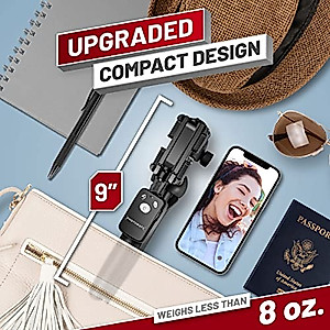 PhotoMate 48 Inch Selfie Stick Tripod with Remote for iPhone 14, 13, 12, 11, Max, Pro, Android - Mini Portable Cell Phone Stand