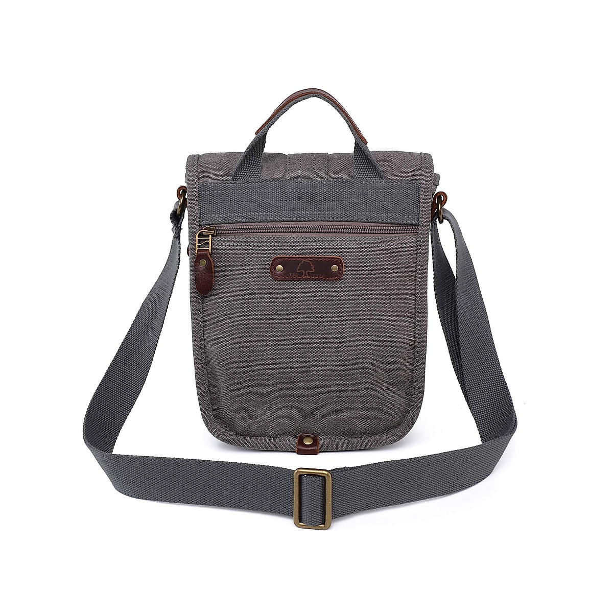 TSD Brand Valley Trail Canvas Crossbody Bag (Grey)