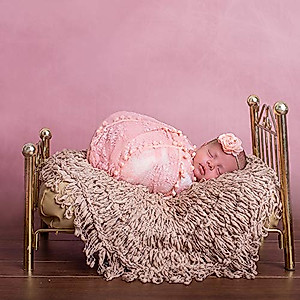 D&J DON&JUDY Hand Crochet Round Blanket with Fringe Newborn Photography Props