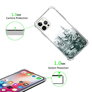 Winter Pine Trees Case Compatible with iPhone 14 Pro Max, Snowing Forest Art Aesthetic Case for iPhone 14 Pro Max, Cool TPU Bumper Phone Case Cover
