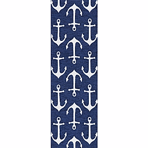 nuLOOM Hand Hooked Despina Indoor/ Outdoor Runner Rug, 2' 6" x 6', Navy