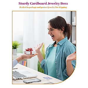 MESHA Cardboard Jewelry Gift Boxes for shipping, Glossy Small Gift boxes for Necklace Ring Bracelet Earring Cotton Filled Jewlery Box with Lids, White 3.5x3.5x1 Inch, 20 Pieces