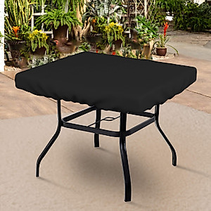 Covers & All Square Table Top Cover, 12 Oz Waterproof UV & Weather Resistant Patio Table Cover, Outdoor Table Cover for Patio Outdoor Furniture & Coffee Table (42" L x 42" W x 6" H, Black)