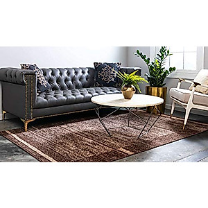 Unique Loom Autumn Collection Modern Contemporary Casual Abstract Area Rug, Rectangular 9' 0 x 12' 0, Brown/Beige Border