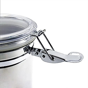 Cuisinox Stainless Steel Canister with Clear Acrylic Locking Lid, Satin - 4.8" x 6.3" (50 oz)