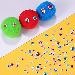 HOMSFOU 600pcs Googly Wiggle Eyes, Self-Adhesive Wobbly Eyes with Multi Colors and Sizes for DIY Craft