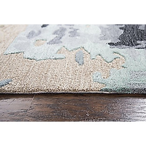 Rizzy Home | MO999A | Mod Collection | Wool / Viscose Area Rug | 8' x 10' | Tan/Gray/Black/Orange/Red/Gold/Aqua Abstract