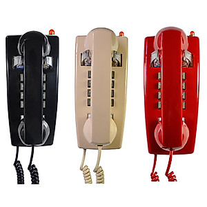 Traditional Wall Phones for Landline with Mechanical Ringing, Retro Wall Mounted Phone Waterproof, Classic 2554 Wall Telephone with Voicemail Indicator, Old Wall Mount Phone for Kitchen,Home,Red