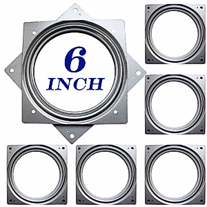 6Inch Lazy Susan Hardware, 6Pack Square Rotating Bearing Plate, 500lbs Capacity Lazy Susan Turntable Bearing for for Serving Trays, Kitchen Storage Racks, Craft Table, Zinc Plated Steel Swivel Plate