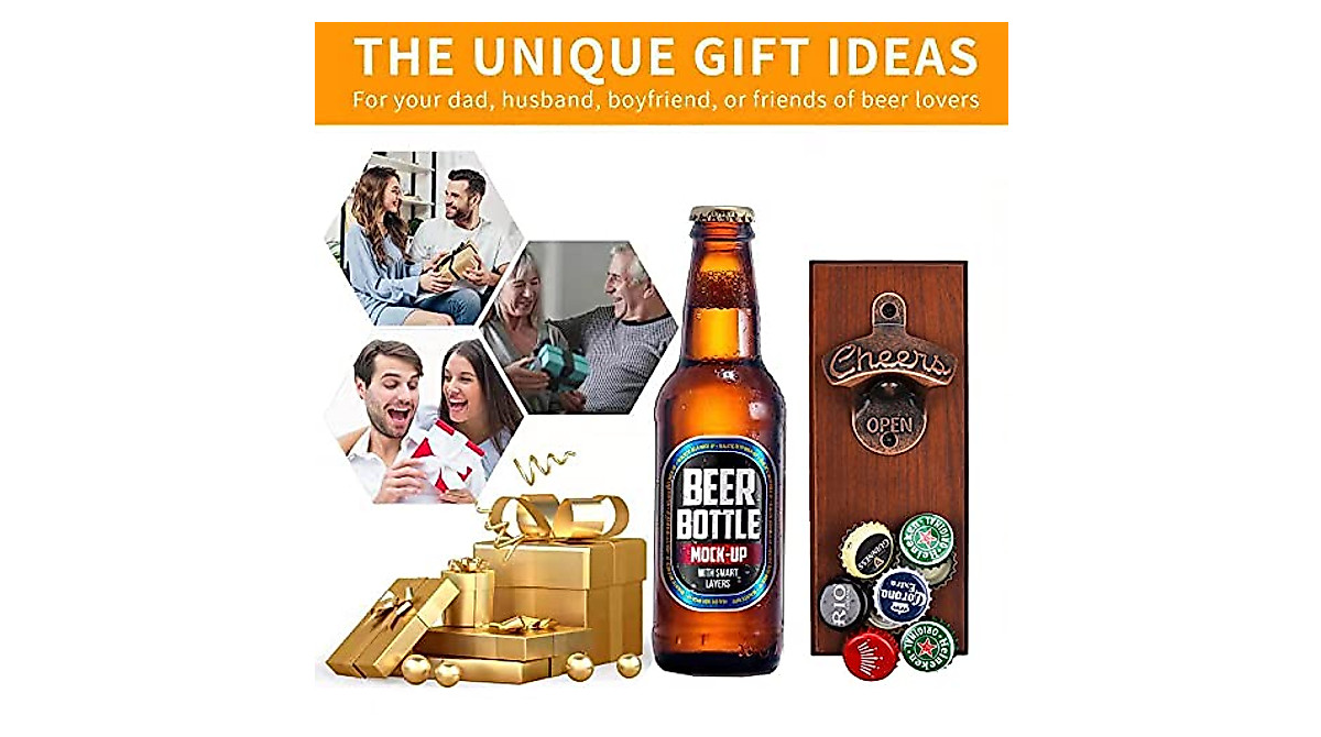 Magnetic Wall Mounted Beer Opener with Auto-Catch | Gifts for Men