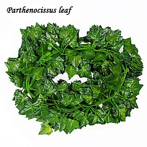 UGpine 6.7 Foot Artificial Ivy Wreath Leaf Vines, Fake Vines, Hanging Green Leaves Fake Plants, Vines Room Wedding Party Garden Wall Outdoor Green Wall Home Kitchen Garden Office Decoration [2]