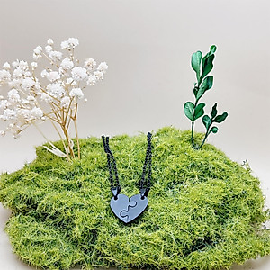 JOYA GIFT 2 Pieces Gold Stainless Steel Heart-shaped Necklace Puzzle set Black Couple Necklace His and Her Pendant Necklaces Matching for Boyfriend Girlfriend Best Friends Jewelry Gift