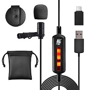 Pyle USB Lavalier Lapel Microphone- w/USB C Adapter, Cable Wrap - Plug and Play Omnidirectional Copper Compact Clip On Lapel Mic for Laptop PC Mac Smartphone Podcast Online Class