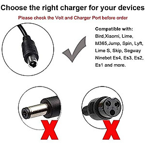 Demon 42V 2A Battery Charger Power Adapter for Bird,Lime,Lime-S, Skip, Spin, M365, Bird Charger,Lime Charger, Skip, Es4, Es3, Es2, Es1,Black