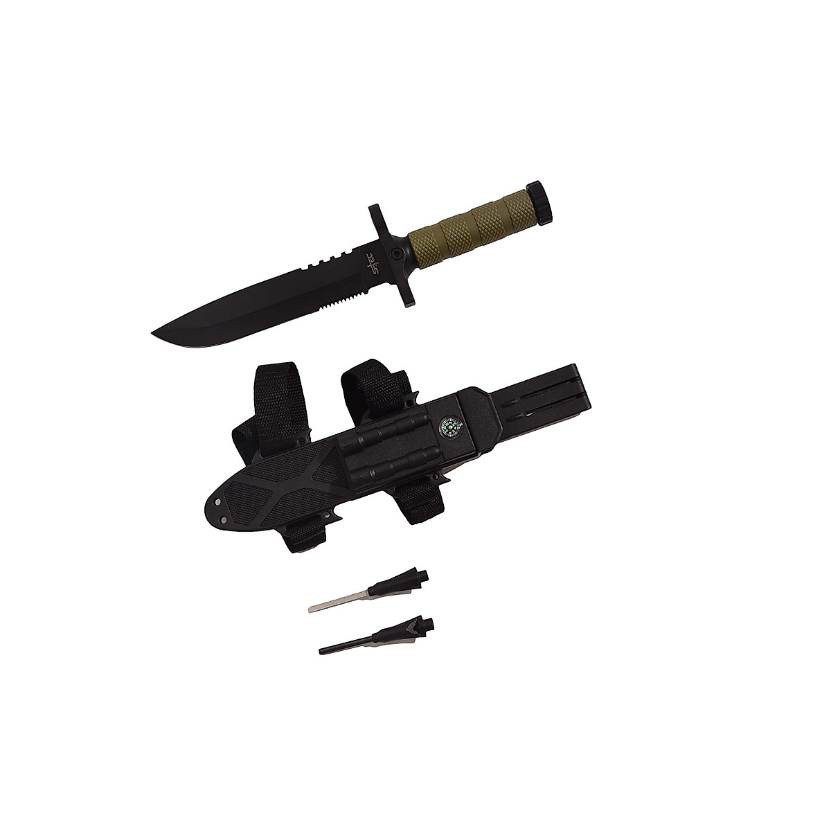 12.75" TACTICAL SURVIVAL Rambo Hunting FIXED BLADE For Practical Use Durable Knife Army Bowie w SHEATH (Style 2 Green)