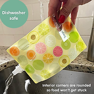 Sage Spoonfuls Reusable Baby Food Pouches - 6 Pack, Baby Food Storage, Pouches Toddler, Refillable Squeeze Pouch for Kids (Fruit Dot), Dishwasher and Freezer Safe, BPA Free