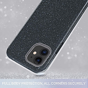 MILPROX Case Compatible for iPhone 11, Bling Sparkly Glitter Luxury Shiny Sparker Shell, Protective 3 Layer Hybrid Anti-Slick Slim Soft Cover for iPhone 11 6.1 inch (2019)-Black