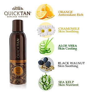 Body Drench QuickTan Instant Self Tanner Bronzing Spray, Salon-Quality Medium/Dark Tan, Streak-Free, Tinted Formula, 6 oz, 1-pack