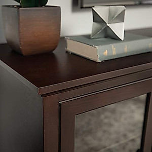 Walker Edison Brahm Classic Glass Door Storage TV Console for TVs up to 80 Inches, 70 Inch, Espresso Brown