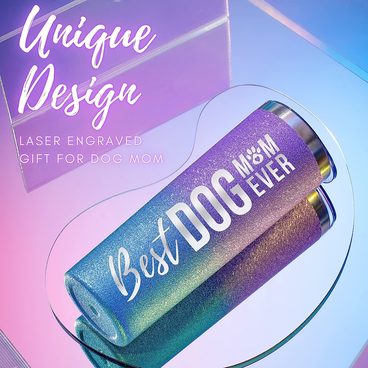 Onebttl Dog Mom Gifts for Women, Dog Lovers Tumbler Insulated Stainless Steel Cup (20oz, Rose Gold)