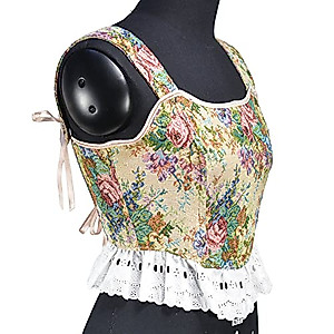 JDHUFEI Halloween Costume for Women Fashion Vintage Gothic Corsets Boho Printed Sexy Renaissance Corsets Steampunk Tunic Tops