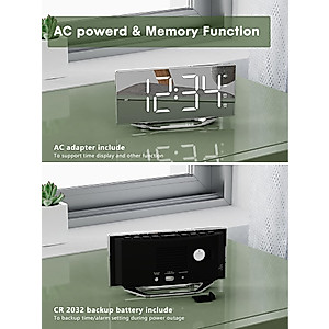 Extra Loud Vibrating Alarm Clock with Bed Shaker for Deep Sleepers Adult Hearing impaired Deaf, Dual Alarms Digital Clock for Bedroom,8.7'' Large Mirror LED Display,USB Charger,Battery Backup,Dimmable