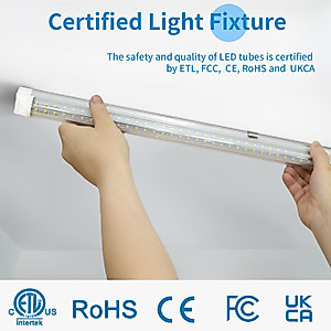 CNSUNWAY 2FT LED Shop Light, 24W 5000K Utility T8 LED Light Fixture, 3100LM Super Bright, D Shape, High Output, Linkable Tubes Lights for Room, Garage, Workbench, Plug and Play, 2 Pack