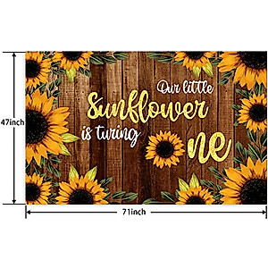 Our Little Sunflower is Turning One Rustic Wood Banner Backdrop Sunflowers Flowers Fall Theme Party Decor Decorations for Autumn Holiday Festival Girls Boys 1st Birthday Party Baby Shower Supplies