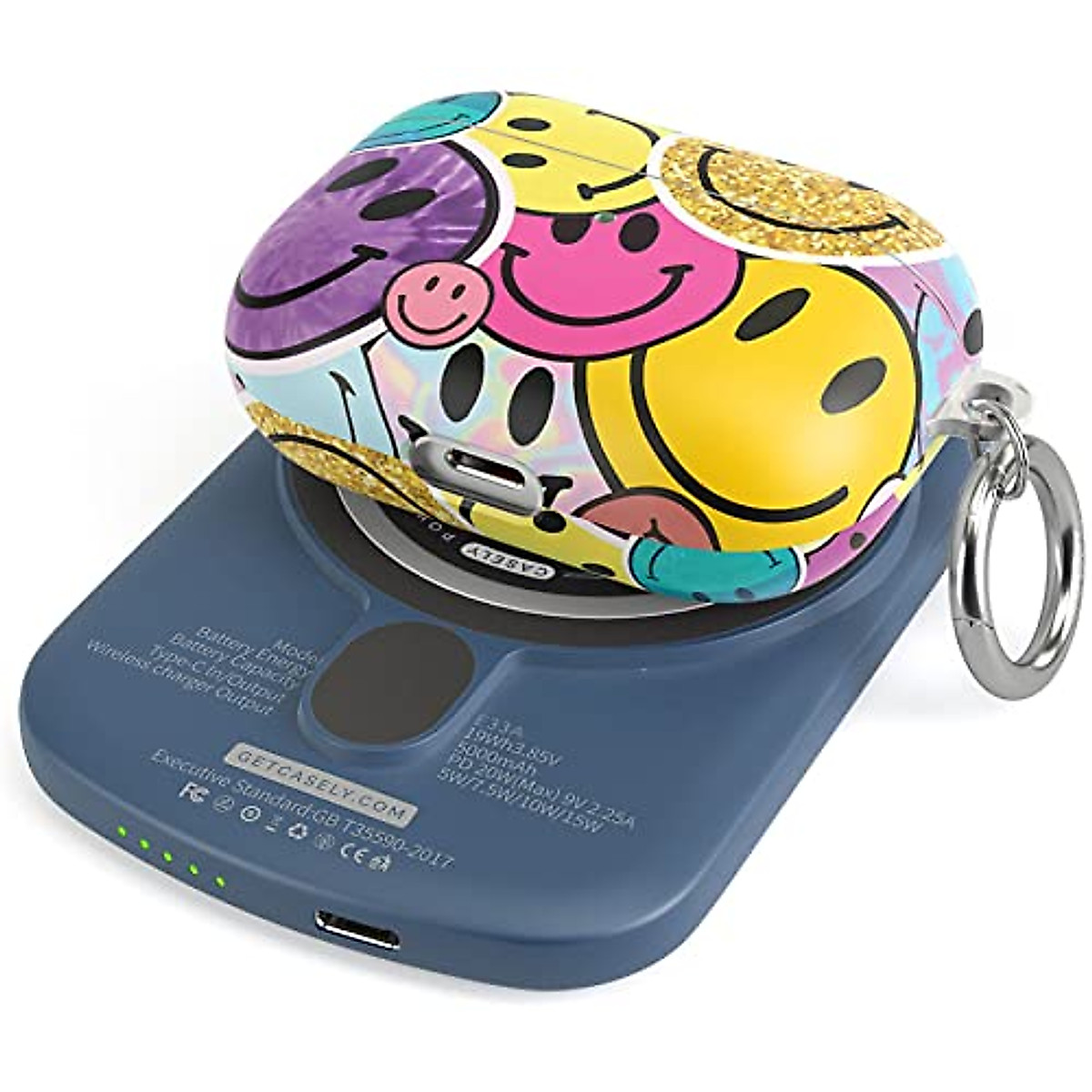 Casely Power Pod | MagSafe Compatible Battery Pack | All Smiles | Smiley Face Sticker Power Pod (5,000 mAh)