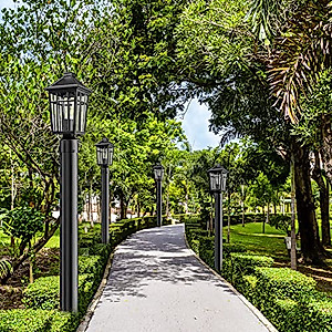 Darkaway Post Lights Outdoor Lamp Post Light Fixture Outdoor Lighting, Light Posts for Outside with Seeded Glass Aluminum Housing for Outdoor Garden, Patio Post Base/Pole Mount