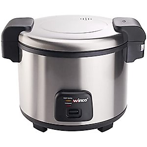 Winco Commercial-Grade Electric Rice Cooker with Hinged Cover, 30 Cup