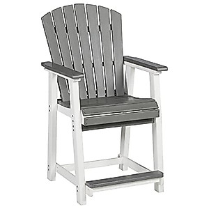 Signature Design by Ashley Outdoor Transville HDPE Patio Barstool, 2 Count, Gray