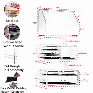 Celar Makeup Organizer With With Lid,Dustproof Waterproof Design Make up Organizer for Bathroom Countertop,7 Drawers Acrylic Skincare and Cosmetic Storage for Vanity Countertop,Dresser Top Organizer