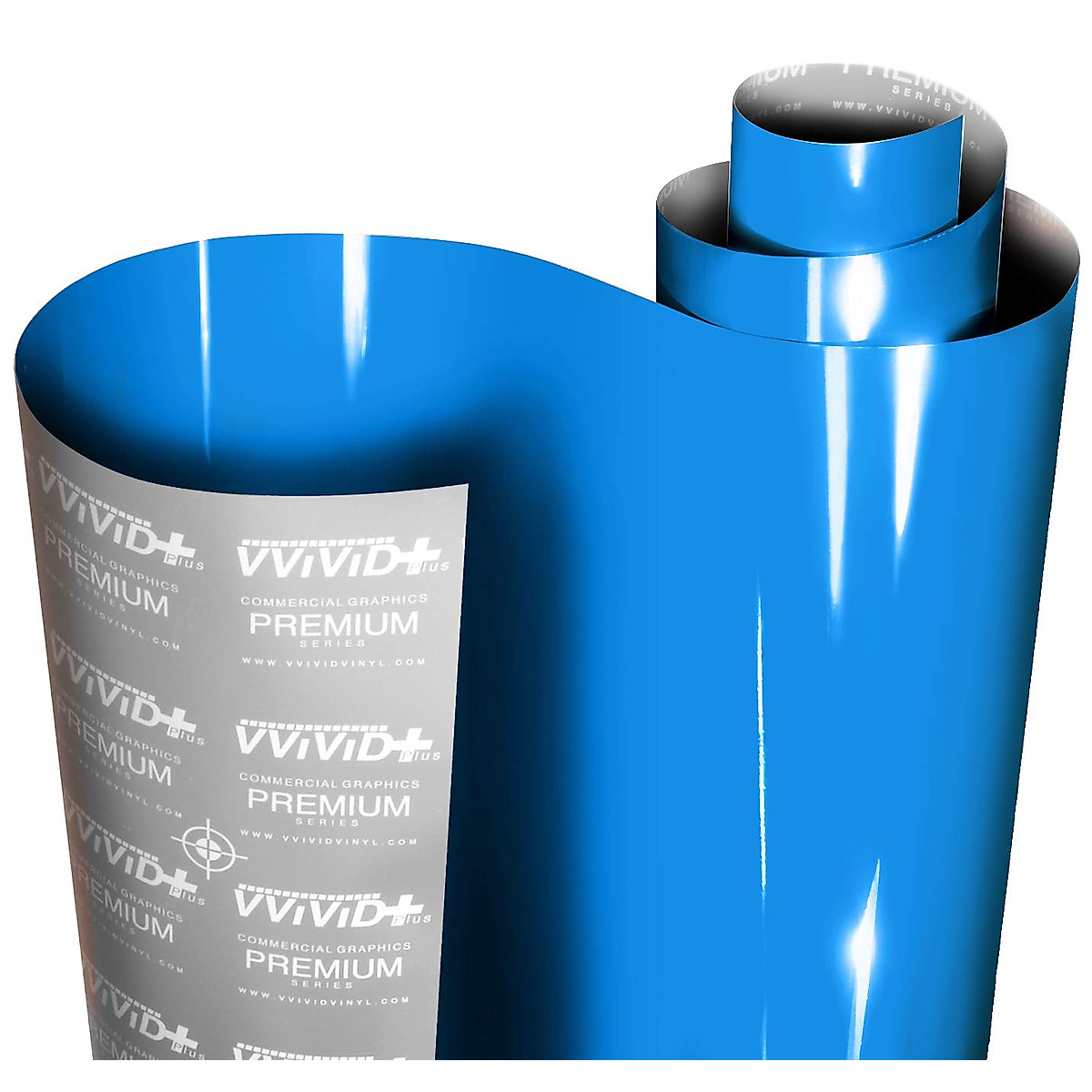 VViViD+ Ultra Gloss Smurf Blue Vinyl Car Wrap Premium Paint Replacement Film Roll with Nano Air Release Technology, Stretchable Protective Cap Liner, Self Adhesive, Indoor Outdoor (1ft x 5ft)