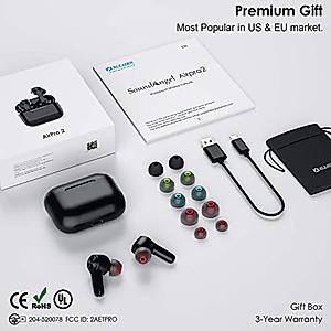 XLEADER Touch Wireless Earbuds, ENC Bluetooth Earphones, SoundAngel Pro Deep Bass up Small Headphones with Microphone and Mini Smart Charging Case USB-C Quick Charge IPX8 Waterproof, for iPhone Work