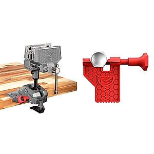 Real Avid Precision Bench Vise with Clamping Vise Jaws & Swiveling Vise Body |Multi-Use Handsfree Workbench Vice & More & Real Avid Pivot Pin Tool (AVAR15PPT), Red
