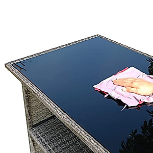 MCombo Patio Bar Set, Wicker Outdoor Table and 2 Stools, 3 Piece Patio Furniture with Storage for Poolside, Backyard, Garden, Porches 6085-1201 (Grey)