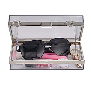 CuteClear Clear Acrylic Clutch Purse for Women Transparent Plastic Box Crossbody Shoulder Bag Stadium Approved & Concert (Silver)