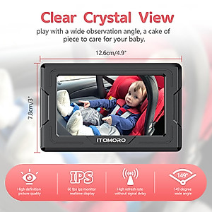 Itomoro Baby Car Camera HD 1080P Dual-Channel Display Car Baby Camera with 2 IR Night Vision Camera, Easily Install 4.3'' Car Camera for Baby with Crystal Clear Wide View for Rear Facing Seat