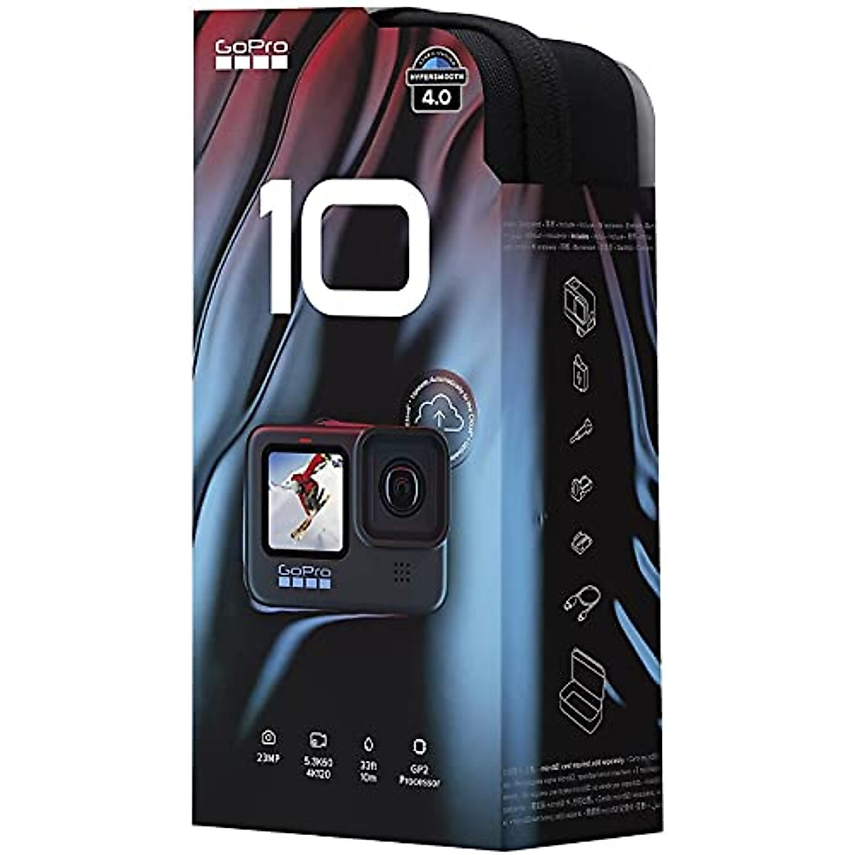 Pixel Hub GoPro HERO10 Hero 10 Camcorder Black - Ultimate Bundle Includes: Sandisk Ultra 64GB microSD, 2X Extra Batteries, Charger, Underwater Housing, LED Light Kit, Carry Case and More