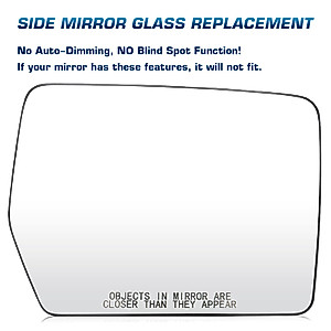 Youxmoto Driver Left and Passenger Right Side Heated Mirrors Glass Replacement, Fit for Ford F150 2011 2012 2013 2014 Side View Mirror Glass with Rear Holder, Fit for BL3Z-17K707-E + 4L3Z-17K707-DA