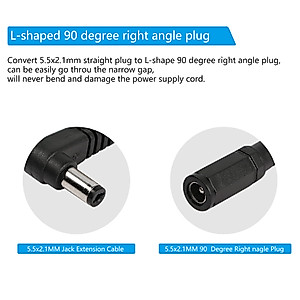 RIIEYOCA 2 Pack 90 Degree DC 5.5mm x 2.1mm Extension Cord, 90 Degree Right Angle Male to Female Short Power Cable,for CCTV Security Cameras Surveillance Syste, Length:20cm