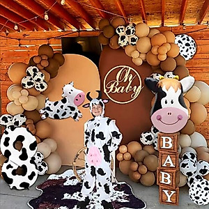 7Pcs Cow Balloons - Cow Print Balloon Huge Cow Head Foil Balloons Number 8 Balloon Cow Decorations for 8th Birthday Farm Animal Birthday Decorations Western Cowboy Theme Party Decoration