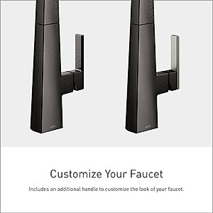 Moen S75005BLS Nio One-Handle Pull-down Kitchen Faucet with Power Clean, Includes Secondary Finish Handle Option, Black Stainless