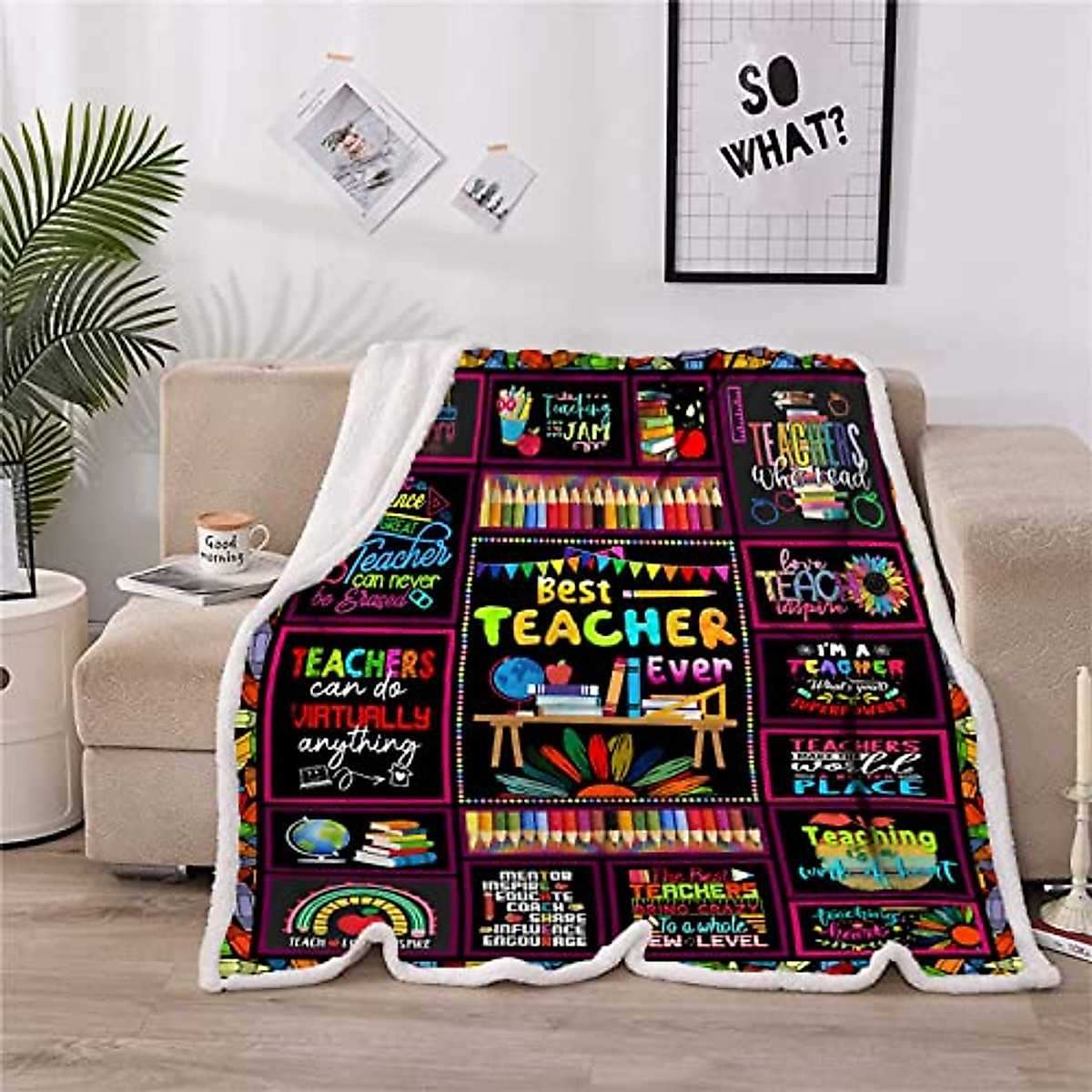 LEITINGYA Teacher Gifts for Women Men, Teacher Appreciation Gifts, Teacher Teachers Day Graduation Retirement Gifts, Best Teacher Christmas Throw Blanket for Couch Bed 50 x 60
