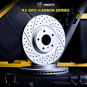 R1 Concepts Rear Brake Rotor Kit |Brake Rotors| Brake Disc |Drilled and Slotted WBPN1-67044