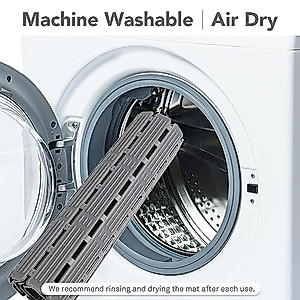 Qidordour Bath Mat for Tub Non Slip Shower Mat, 35.4 x 15.7 Inch Long Bathtub Mats with Suction Cups and Drainage Holes, Anti Slip Soft Bathroom Mat for Inside Shower Stall Tray Toilet Floor, Grey