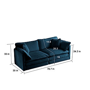 Suheww Comfort Chenille Loveseat Sofa, Modern Love Seat 2-Seater Sofa Cloud Couches for Living Room Bedroom Office Apartment (Blue, Loveseat)