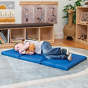 Kaplan Early Learning 3-Fold 2" Thick Mat - Set of 4 Folding Rest Mats with Vinyl Cover
