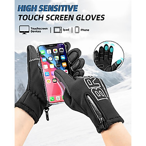 ROCKBROS Winter Cycling Gloves for Men Women Water Resistant Touch Screen Gloves Shock-Absorbing Full Finger Biking Glove Anti-Slip Motorcycle Mountain Bike Gloves, for Fishing, Driving, Golfing